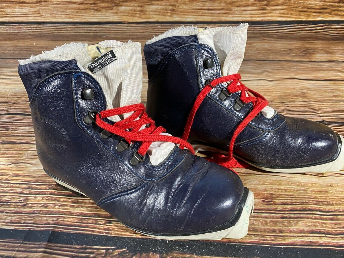 SALOMON Leather Nordic Cross Country Ski Boots Size EU38 US6 SNS profi ...